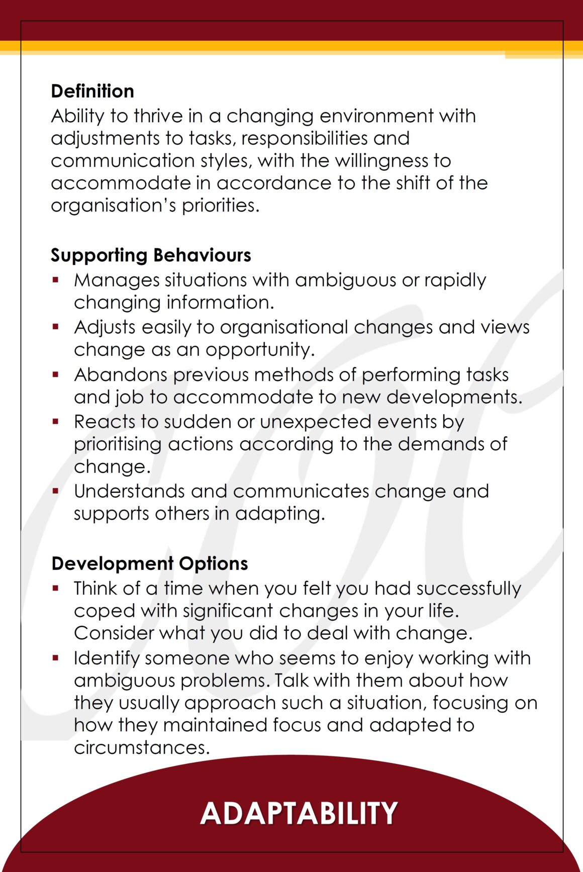 Leadership Competencies - Development Options Guide - COE